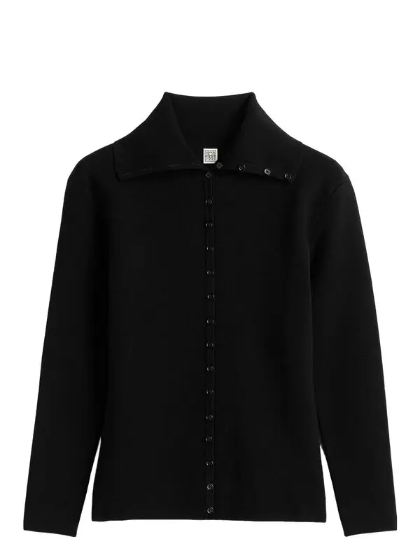 TOTEME Buttoned High-neck Knitted Cardigan - Black