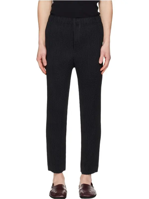 Issey Miyake Homme Plissé Pleated Straight-leg Trousers - Black