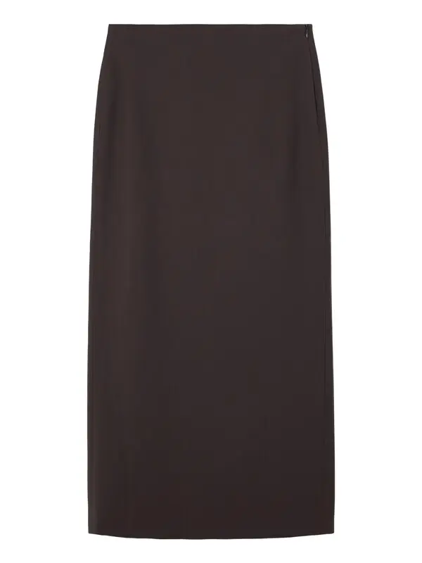 Brunello Cucinelli Side Zipper Midi Skirt With Back Vent - Brown