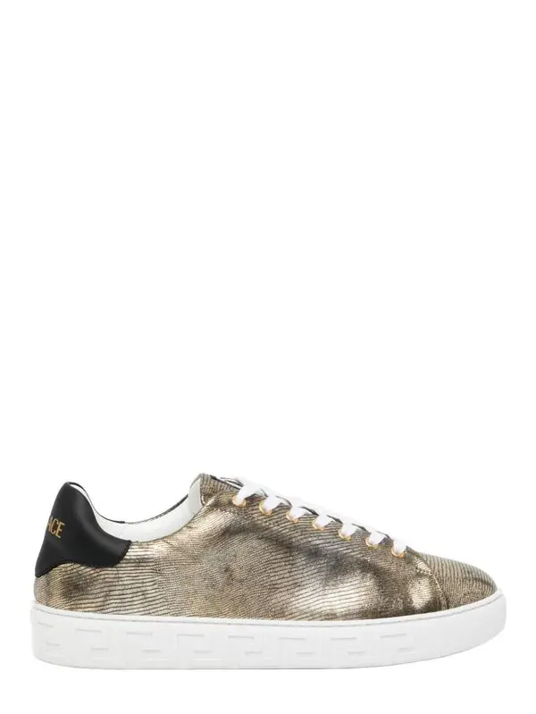 Versace Greca Lizard-effect Low-top Sneakers - Multicolor
