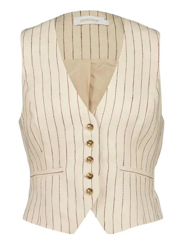 Zimmermann Pinstripe Button Vest - Nude