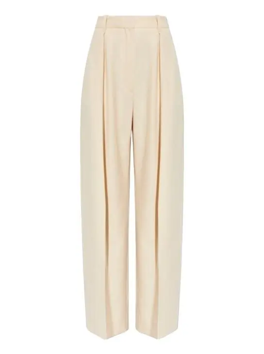 Victoria Beckham Pleated Trousers - Cream