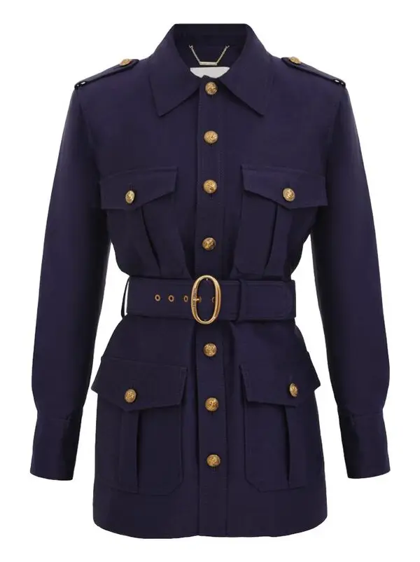 Zimmermann Hypnotic Utility Jacket With Buckle Belt - Ink