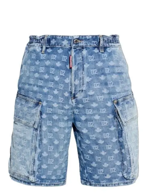 Dsquared2 Light Wash Utility Denim Shorts - Blue