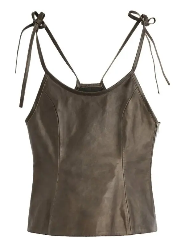 Our Legacy Tie-strap Leather Corset Top - Phantom