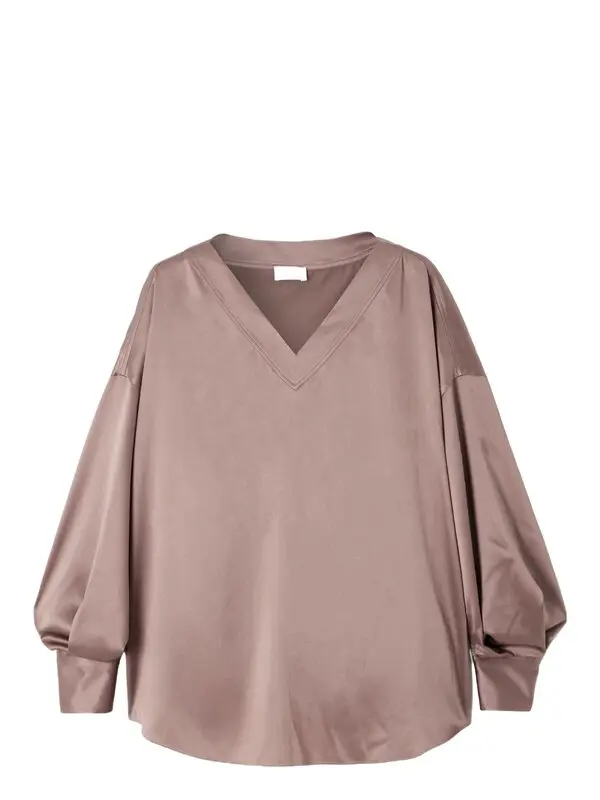 Brunello Cucinelli Long Sleeve V-neck Shirt - Nude