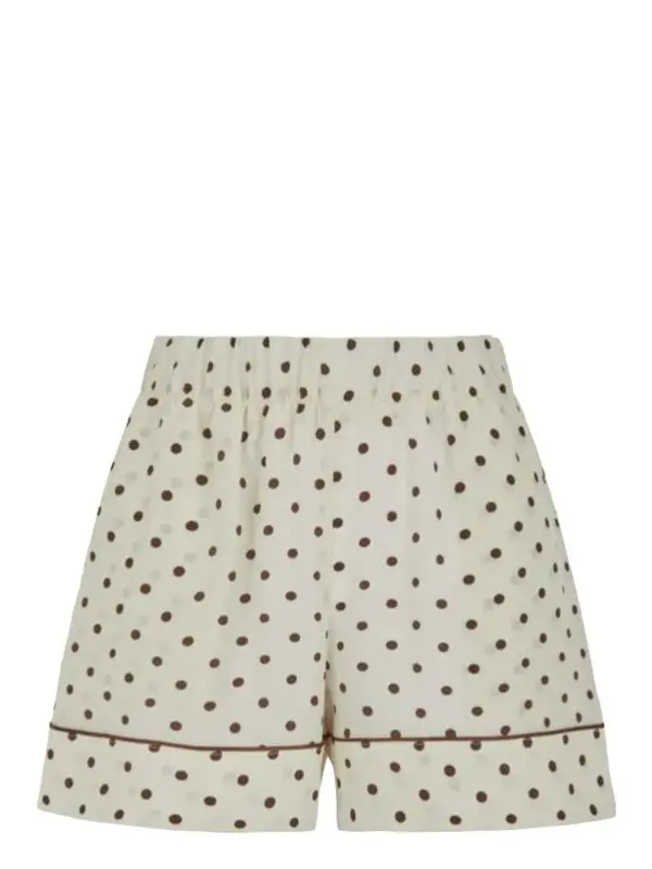 P.a.r.o.s.h Polka Dot Elasticated Waist Shorts With Contrast Piping - White