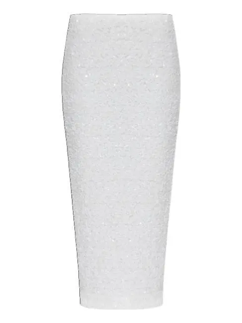 ROTATE BY BIRGER CHRISTENSEN Sequin-embellished Midi Pencil Skirt - White