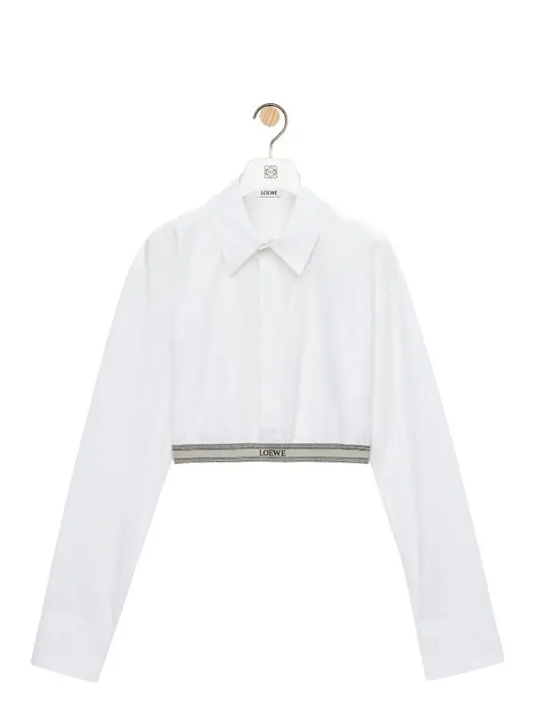 Loewe Cropped Long Sleeve Shirt With Elasticated Belt - White