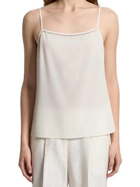 Peserico Sleeveless Spaghetti Strap Square Neck Tank Top - Natural White