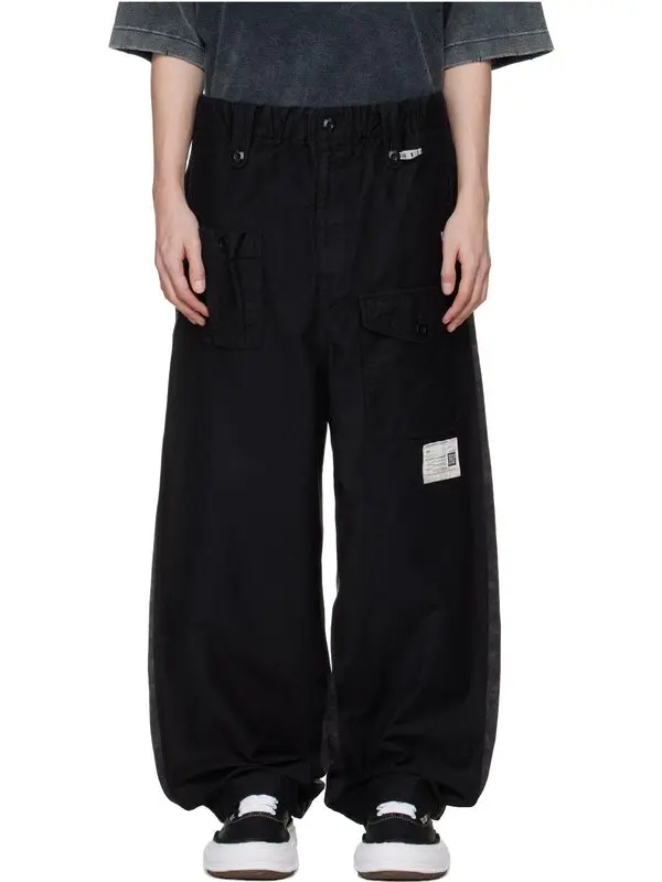 Mihara Yasuhiro Sweat Pants Combined Cargo Pants - Black