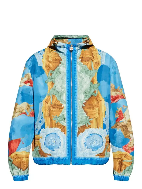 Versace Pattern-printed Hooded Jacket - Blue