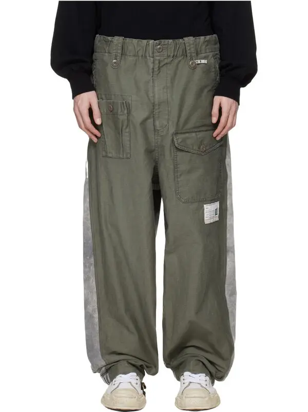 Mihara Yasuhiro Patchwork Cargo Pants - Green