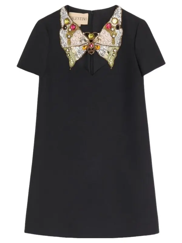 Valentino Garavani Embellished Butterfly Bow Dress - Black