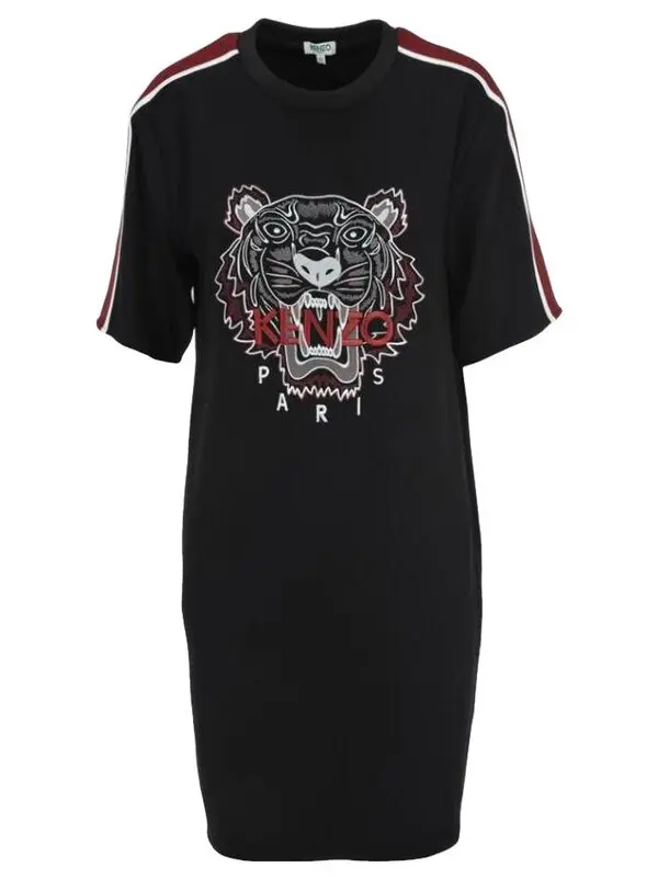 Kenzo Tiger Head Embroidered Dress - Black