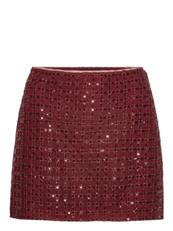 ROTATE BY BIRGER CHRISTENSEN Sequin-embellished Mini Skirt - Red