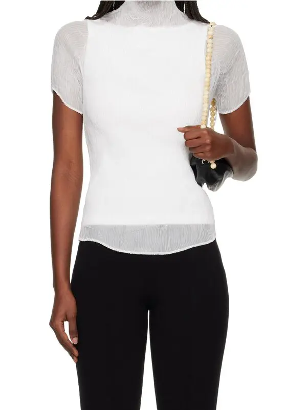 Issey Miyake Pleated Semi-transparent T-shirt - White