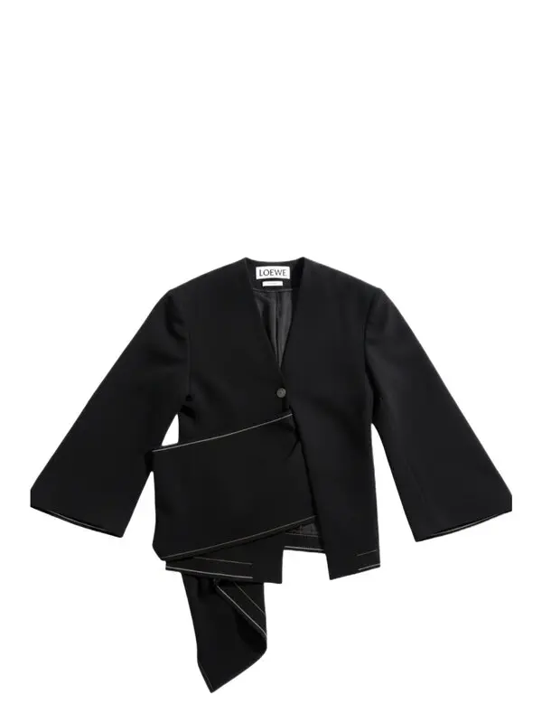 Loewe Long Sleeve Asymmetrical V-neck Jacket - Black
