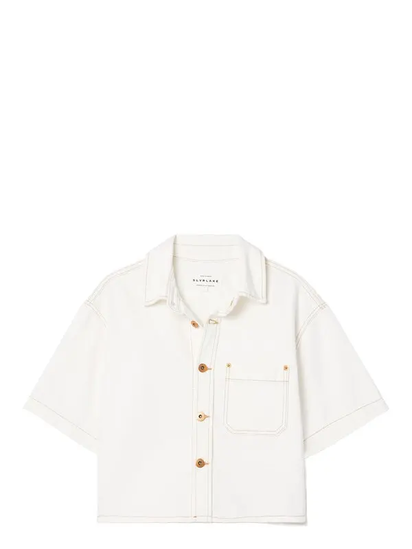 SLVRLAKE Cara Cropped Denim Shirt - White