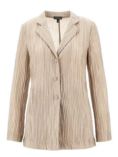 Emporio Armani Single-breasted Pleated Blazer - Nude