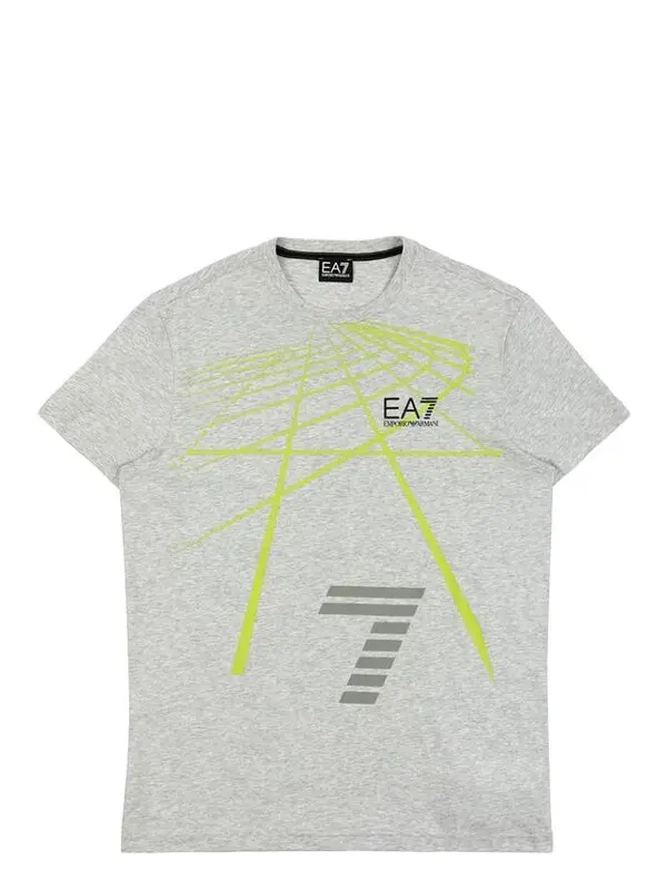 EA7 Logo Printed Round Collar T-shirt - Grey