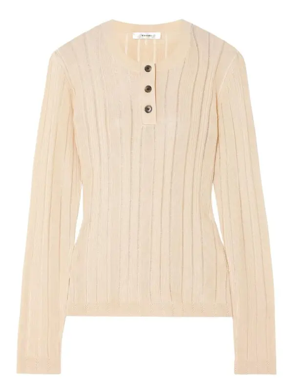 FRAME Crew Neck Long Sleeve Sweater - Nude