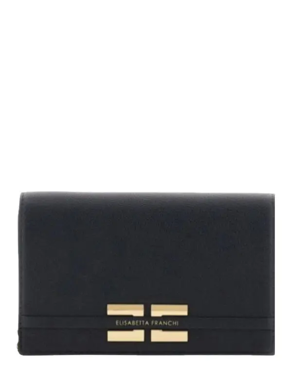 Elisabetta Franchi Chain Strap Logo Clutch Bag - Black