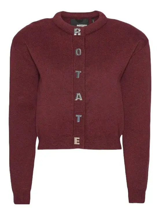 ROTATE BY BIRGER CHRISTENSEN Knit Cardigan With Metallic Logo Detail - Red