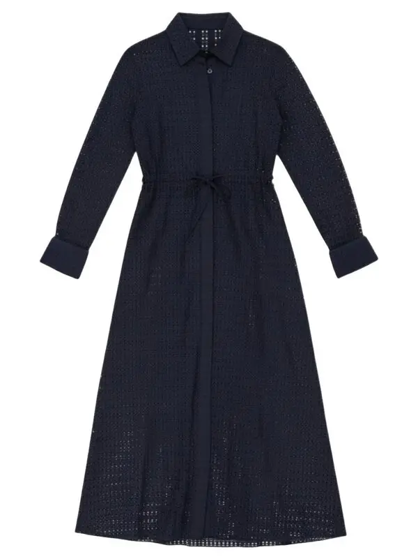 Alaïa Long Sleeve Openwork Dress - Black