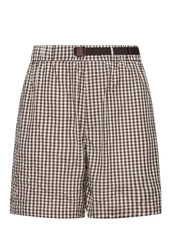 Moncler Vichy Cotton Blend Shorts - White/brown