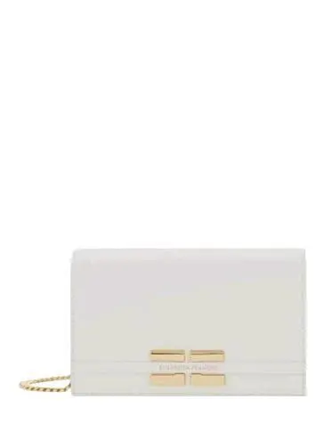 Elisabetta Franchi Chain Strap Logo Clutch Bag - White