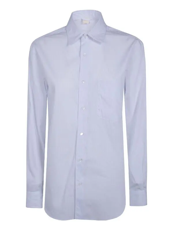 Aspesi Striped Cotton Shirt With Buckle Cuffs - White