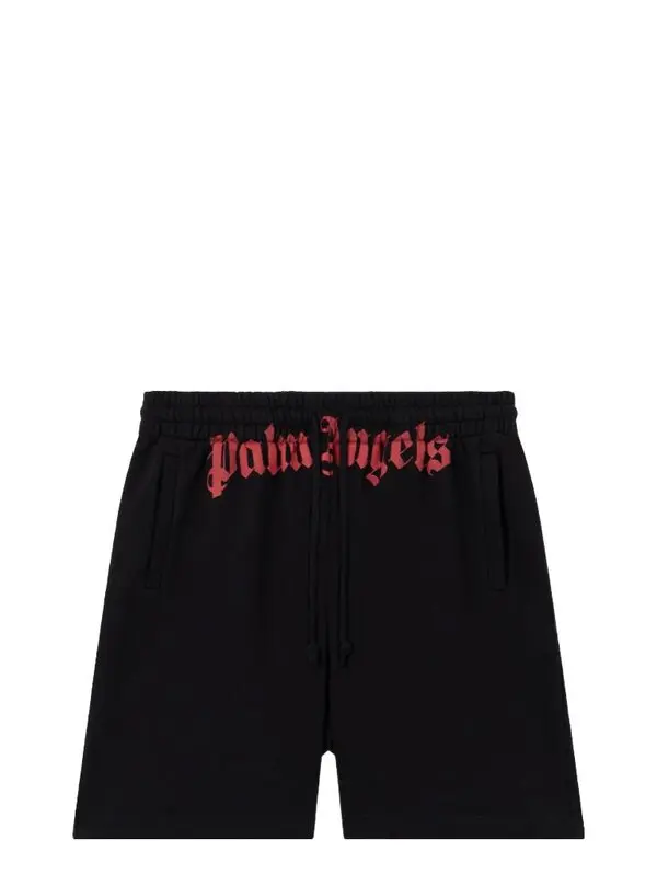 Palm Angels Logo Sweatshorts - Black And Red