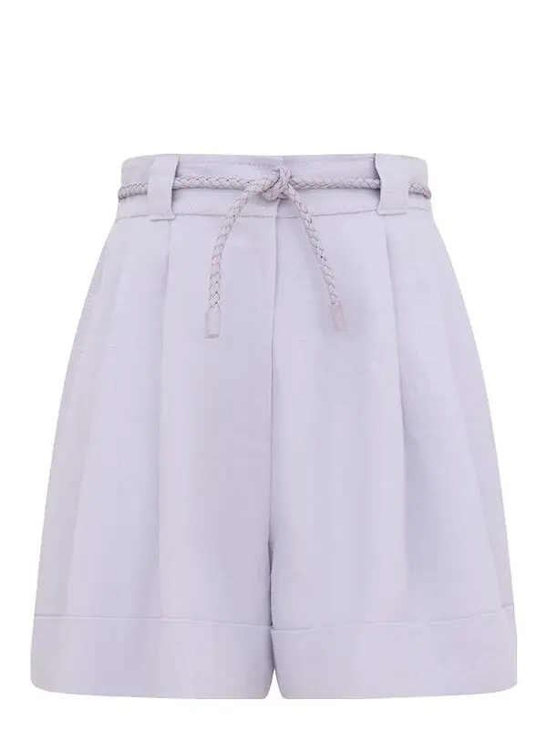 Zimmermann Luna Tailored Linen Shorts - Lilac