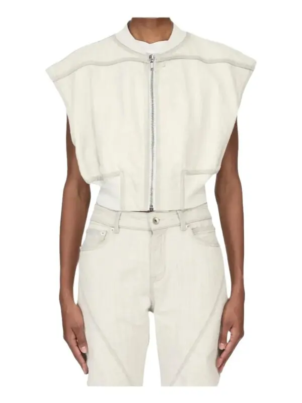 Rick Owens Cropped Zip-up Vest - Milk Wash