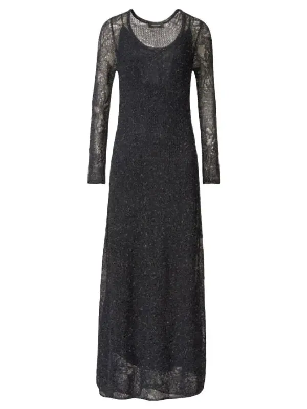 Fabiana Filippi Lurex Crochet Knit Maxi Dress - Midnight Blue