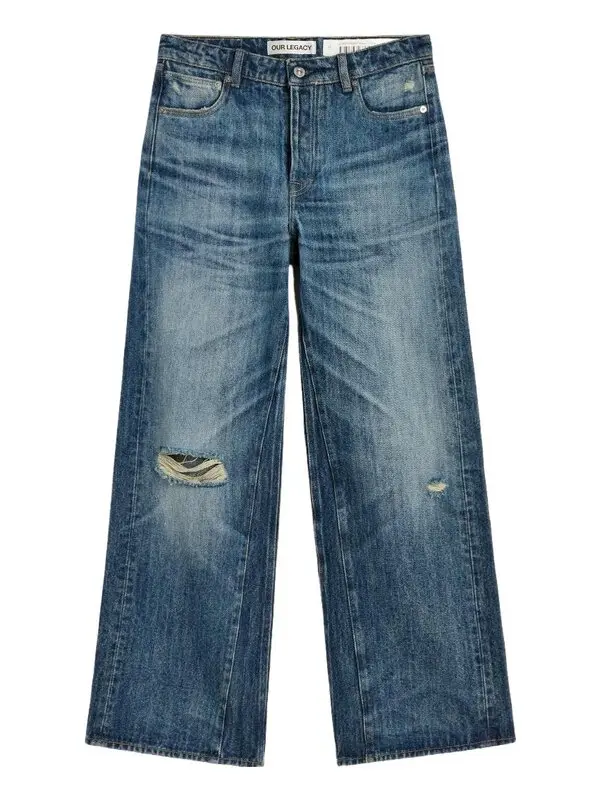 Our Legacy Distressed Wide-leg Jeans - Blue