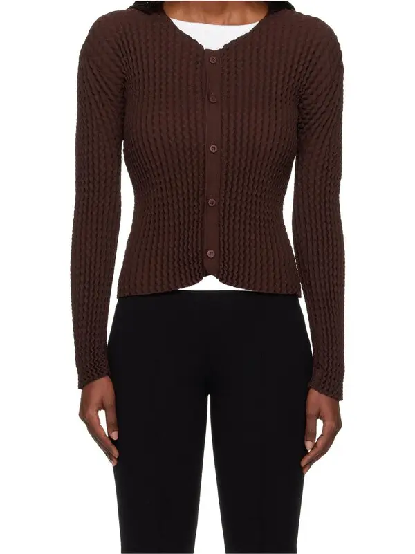 Issey Miyake Long-sleeved Button-down Knitwear - Black
