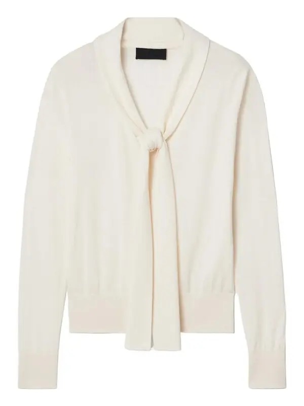 NILI LOTAN Ayla Long Sleeve Sweater With Braid Detail - White