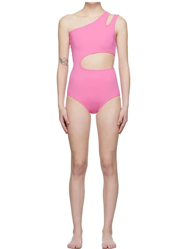 PUSHBUTTON One-shoulder Cutout Bodysuit - Pink