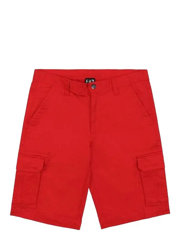 EA7 Cargo Shorts With Logo Patch - Red