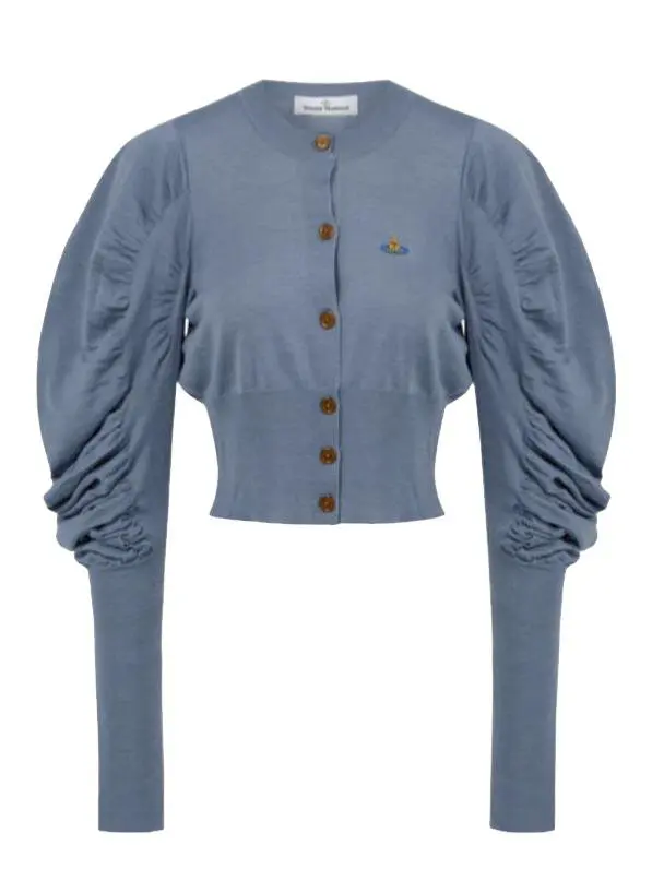 VIVIENNE WESTWOOD Eli Cropped Cardigan With Puff Sleeves - Ice-blue