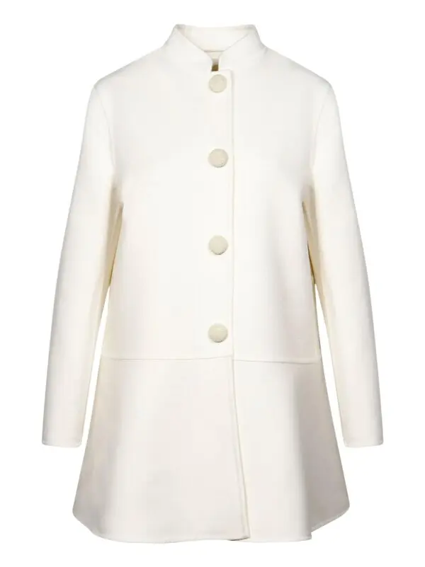 Valentino Garavani High-collar Button Wool Coat - Ivory White
