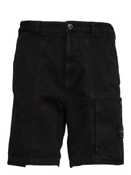 Stone Island Logo Detailed Cargo Shorts - Black