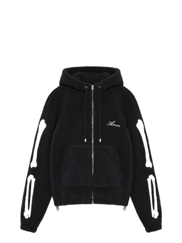Amiri Bones Fleece Zip-up Hoodie - Black