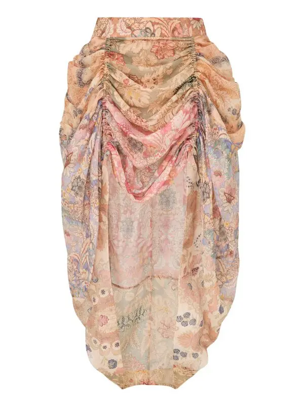 Zimmermann Rebellion Draped Midi Skirt - Spliced Floral