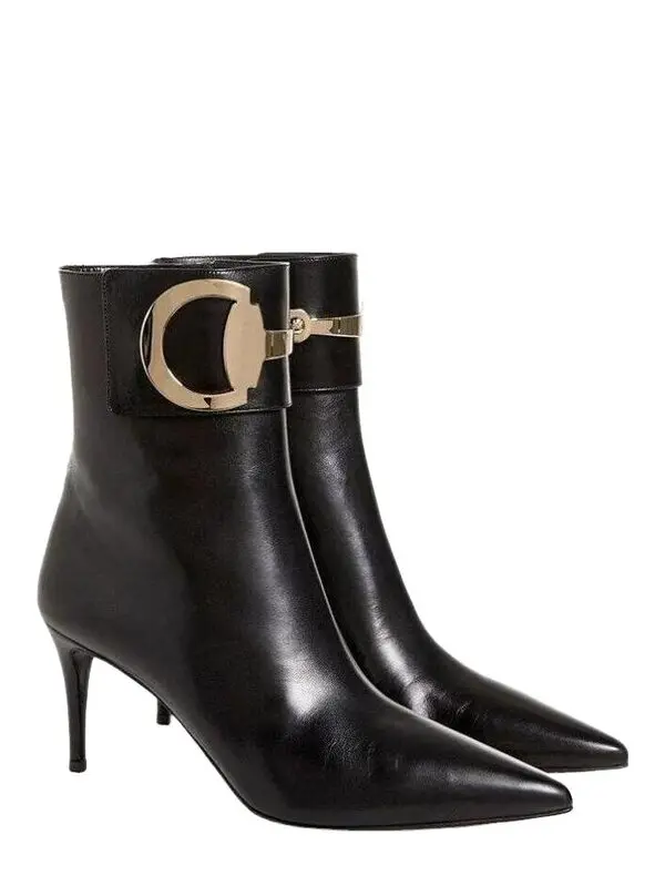 Gucci Ankle Boots With Side Zip And Gold Tone Hardware - Black