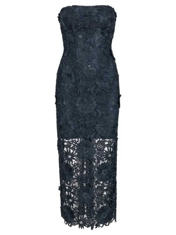 ROTATE BY BIRGER CHRISTENSEN Floral Lace Midi Dress - Black