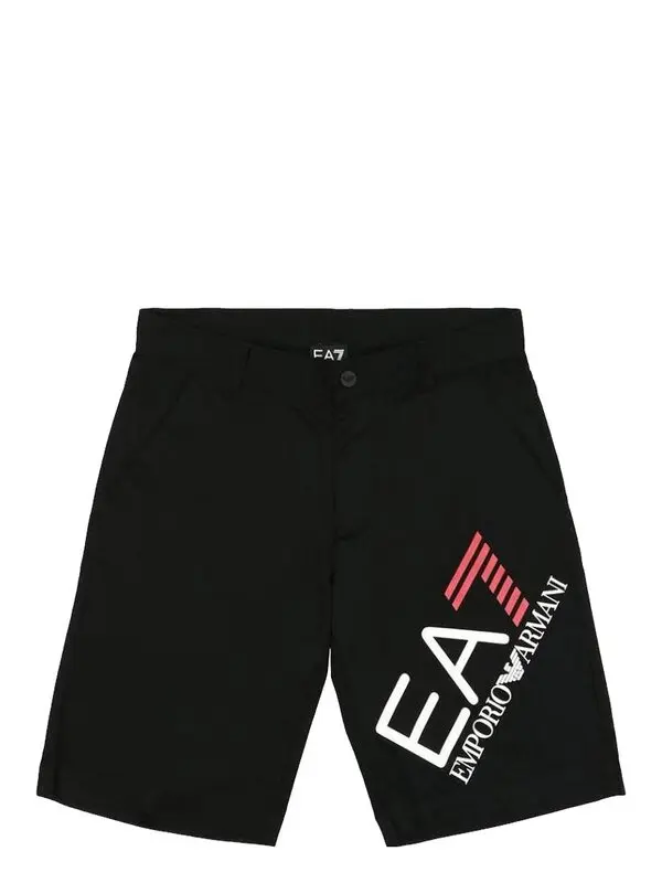 EA7 Logo Printed Shorts - Black