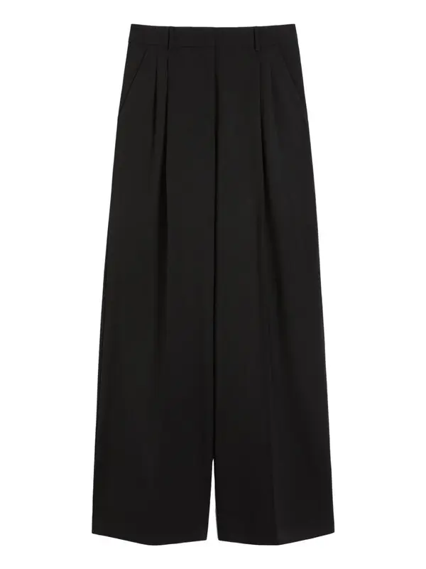 Max Mara High-waisted Wide-leg Pleated Trousers - Black